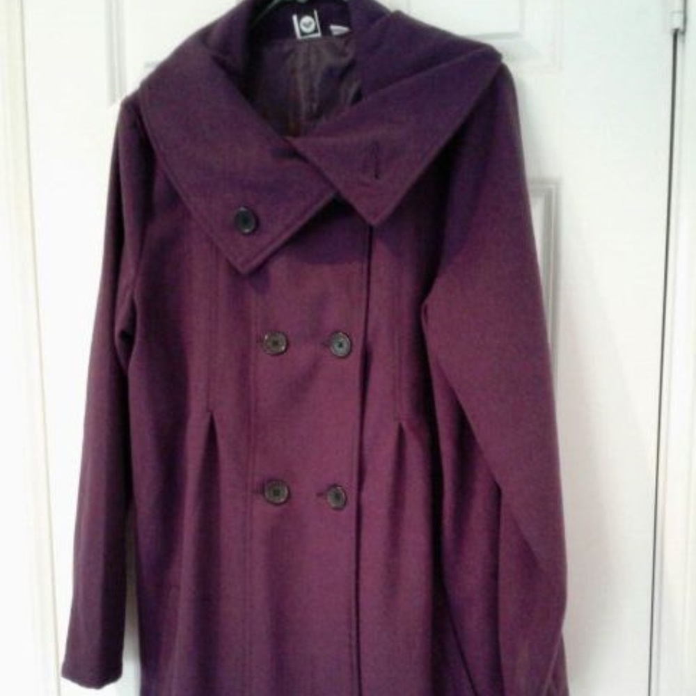 Roxy Double Breasted Pea Coat Deep Purple - Gem